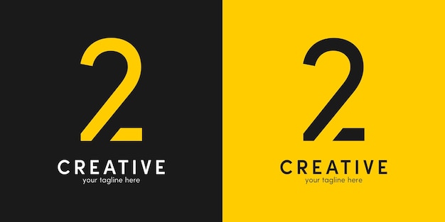 Stylish Number 2 Icon in Black and Yellow Tones | Jiffy Designs