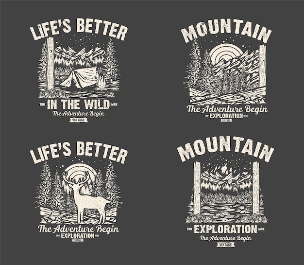 Vintage Outdoor Adventure Illustrations with Inspiring Slogans | Jiffy ...