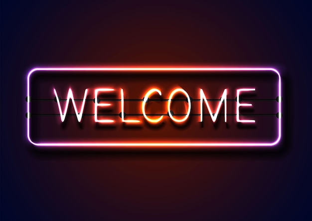 Vibrant Neon 'Welcome' Sign Glowing in the Darkness | Jiffy Designs
