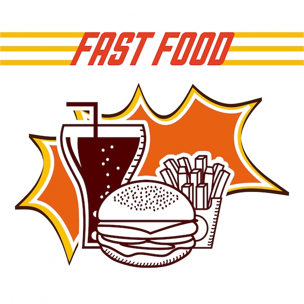 Vibrant Fast Food Emblem with Iconic Burger and Fries | Jiffy Designs