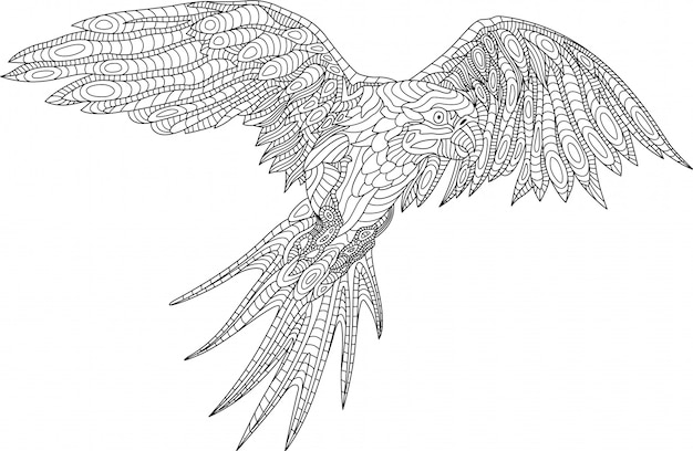 Intricate Avian Illustration with Ornate Wing Details | Jiffy Designs