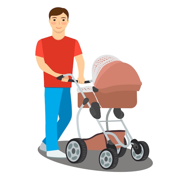 Devoted Father Pushing Adorable Baby Stroller | Jiffy Designs
