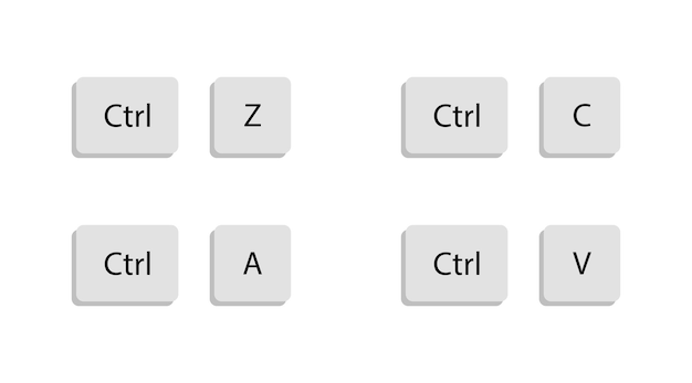 Minimalist Keyboard Key Icons Displaying Common Computer Commands ...