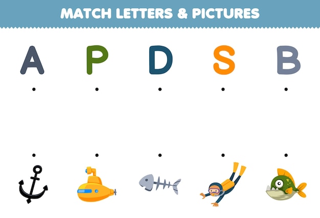 Vibrant Alphabet and Playful Sea Creatures Match Game | Jiffy Designs