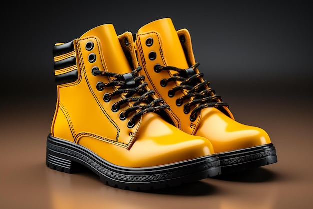 Striking Yellow Leather Boots with Rugged Detailing | Jiffy Designs