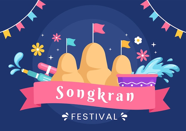 Vibrant Songkran Festival Celebration with Colorful Decorations | Jiffy