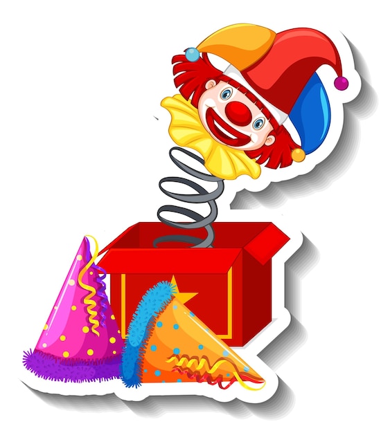 Colorful Clown Popping Out of a Gift Box Illustration | Jiffy Designs