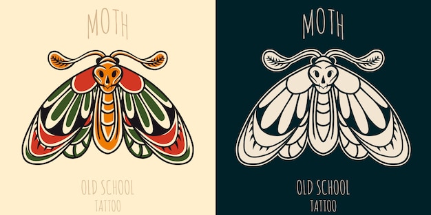 Vibrant Old School Tattoo-Inspired Moth Illustration | Jiffy Designs