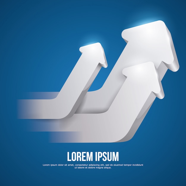 Stylized 3D Arrows Ascending on Blue Background with Text | Jiffy Designs