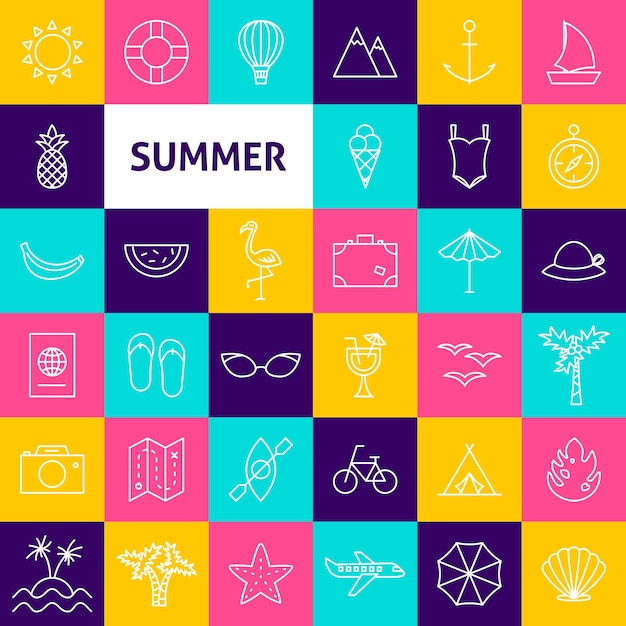 Vibrant Summer Icons: A Diverse Collection of Symbols and Visuals ...