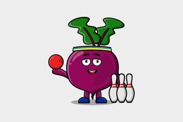 Playful Bowling Beet Mascot Strikes a Pose | Jiffy Designs