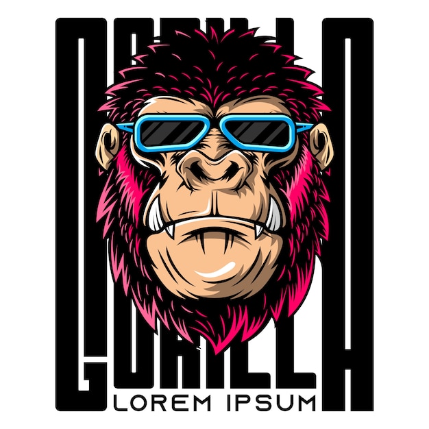 Funky Gorilla with Vibrant Mohawk and Stylish Sunglasses | Jiffy Designs