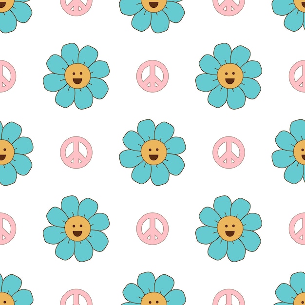 Vibrant Floral Peace Sign Pattern | Jiffy Designs