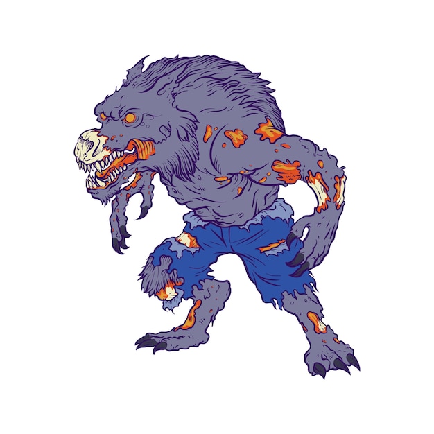 Fearsome Werewolf Creature Unleashing Primal Rage and Fury | Jiffy Designs