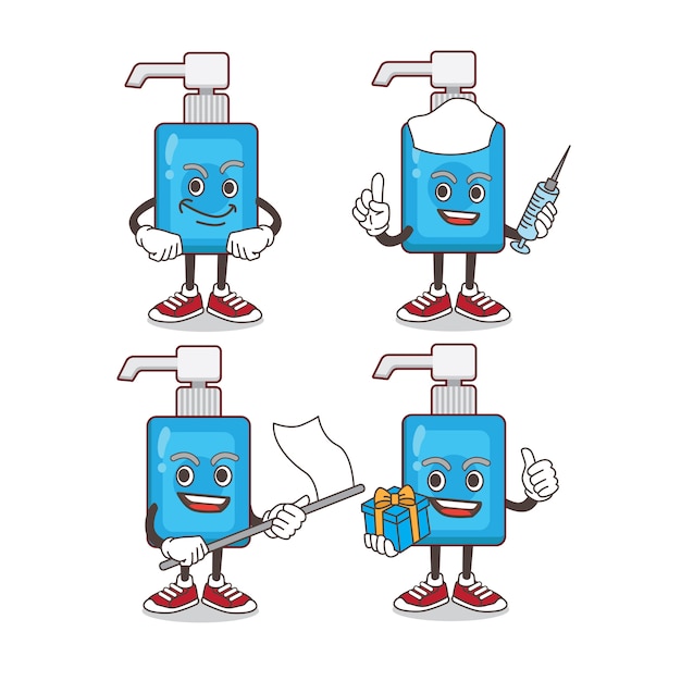 Cheerful Soap Dispenser Characters in Playful Poses | Jiffy Designs