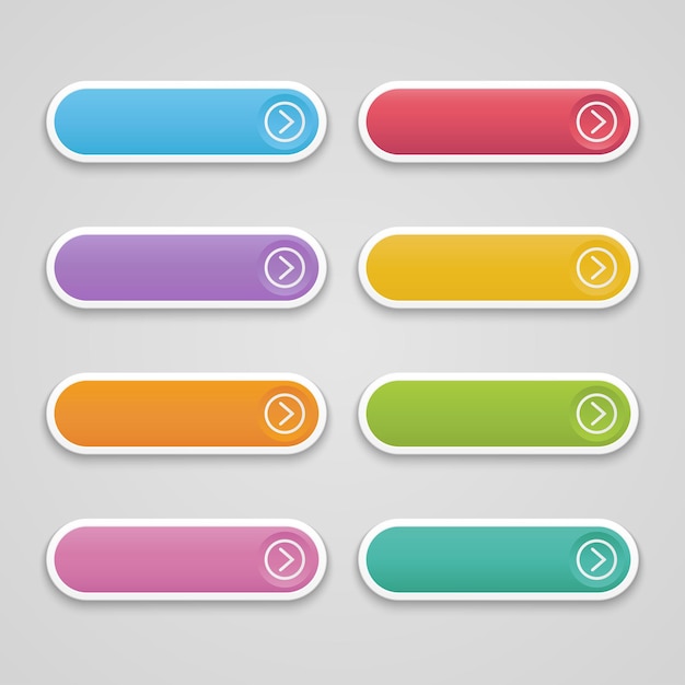 Vibrant Rounded Buttons with Directional Arrows | Jiffy Designs