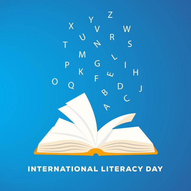 Vibrant Book and Floating Letters Celebrate International Literacy ...