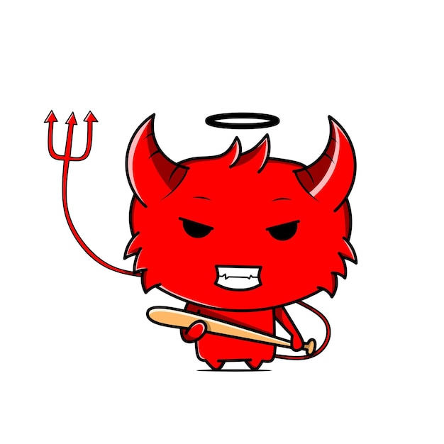 Mischievous Devil with Pitchfork and Halo | Jiffy Designs