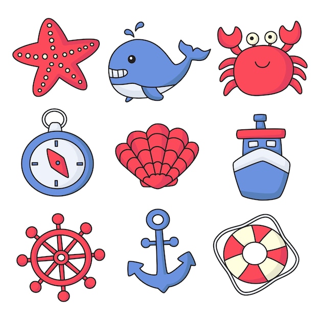 Vibrant Nautical Symbols: A Playful Collection of Marine Icons | Jiffy ...
