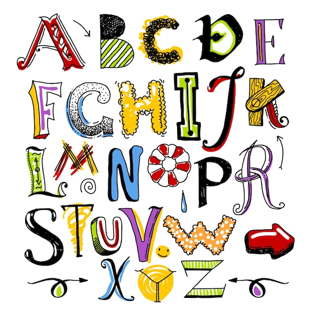 Whimsical Alphabet Illustration with Playful Shapes and Patterns ...