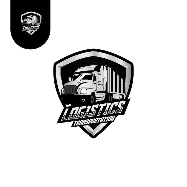 Powerful Logistics Emblem with Sleek Truck Silhouette | Jiffy Designs