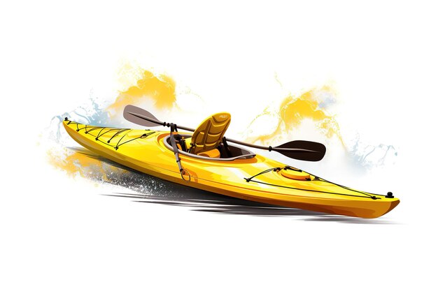Vibrant Yellow Kayak Gliding Through Sparkling Waters | Jiffy Designs