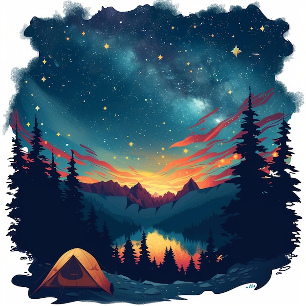 Enchanting Nightscape: Starry Sky over Serene Mountain Campsite | Jiffy ...