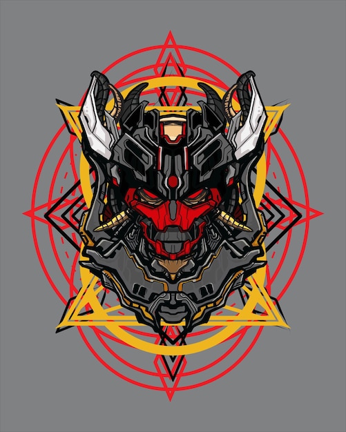 Powerful Mech Warrior Emblem in Striking Geometric Design | Jiffy Designs
