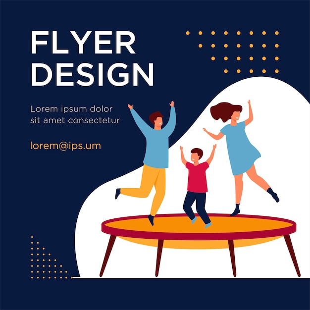 Energetic Family Enjoying Trampoline Fun on Flyer Design | Jiffy Designs