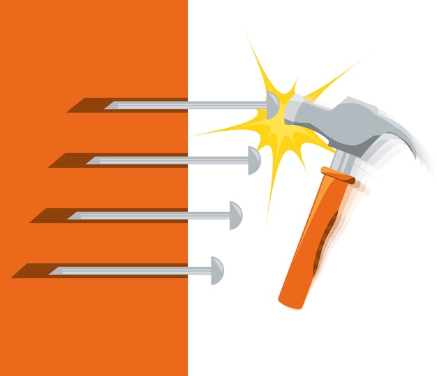 Hammer and Chisels Illustration with Vibrant Orange Background | Jiffy ...