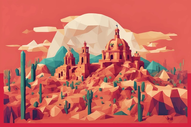 Vibrant Desert Cityscape with Towering Domes and Rugged Peaks | Jiffy ...