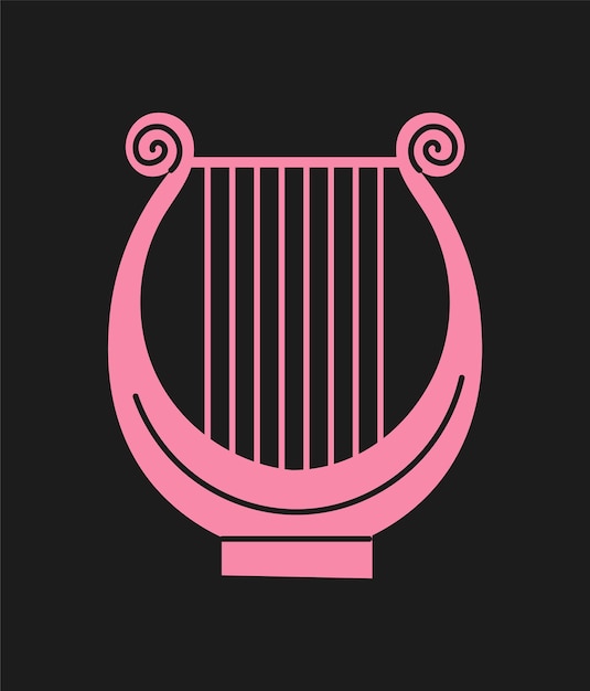 Elegant Pink Harp Silhouette on Dark Background | Jiffy Designs