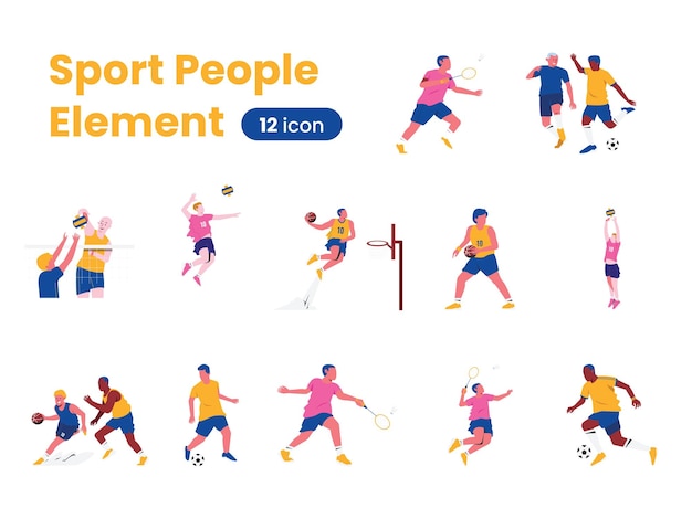 Diverse Collection of Vibrant Sport People Icons | Jiffy Designs
