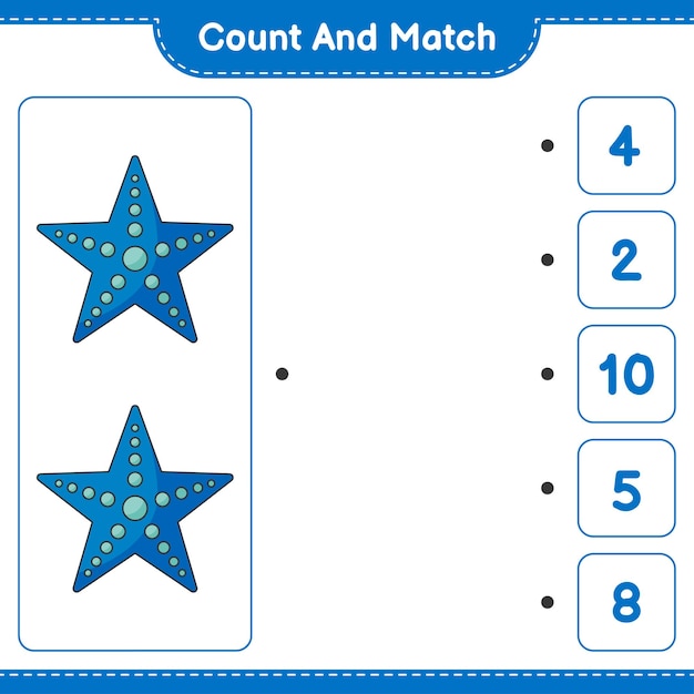 Vibrant Blue Starfish Counting and Matching Activity | Jiffy Designs