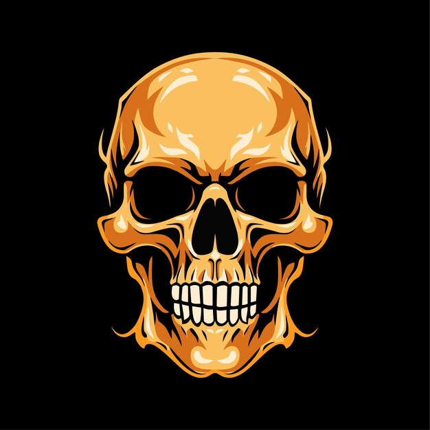 Fiery Skull with Menacing Grin on Dark Background | Jiffy Designs