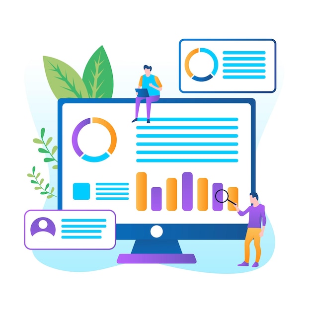 Vibrant Data Visualization: People Analyzing Interactive Charts | Jiffy ...