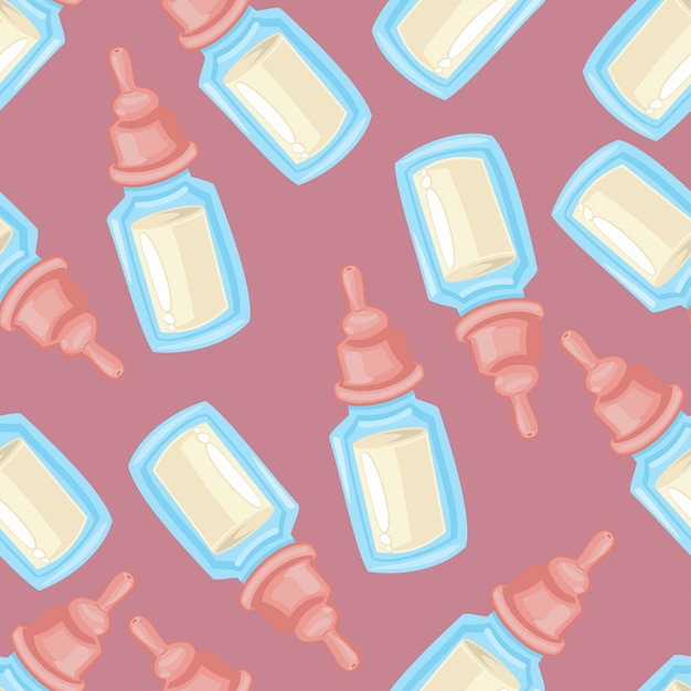 Vibrant Baby Bottle Pattern on Soft Pink Background | Jiffy Designs