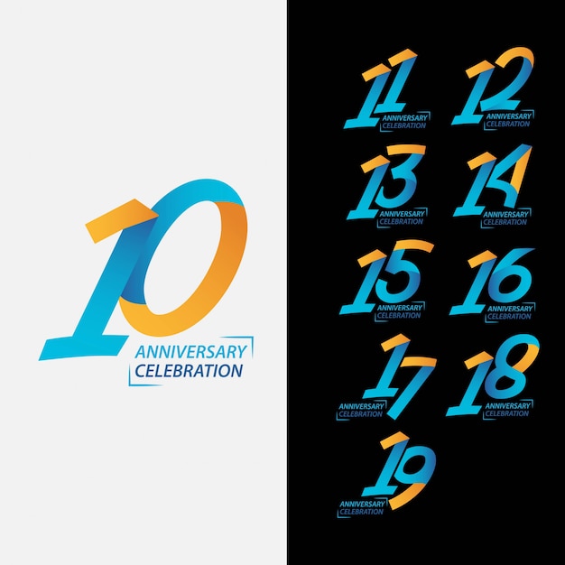 Vibrant Anniversary Celebration Numeric Emblem Collection | Jiffy Designs