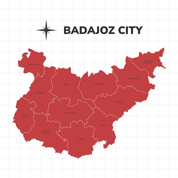 Map of Badajoz City with Administrative Boundaries | Jiffy Designs