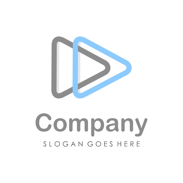 Modern Play Button Logo with Sleek Gray and Blue Tones | Jiffy Designs