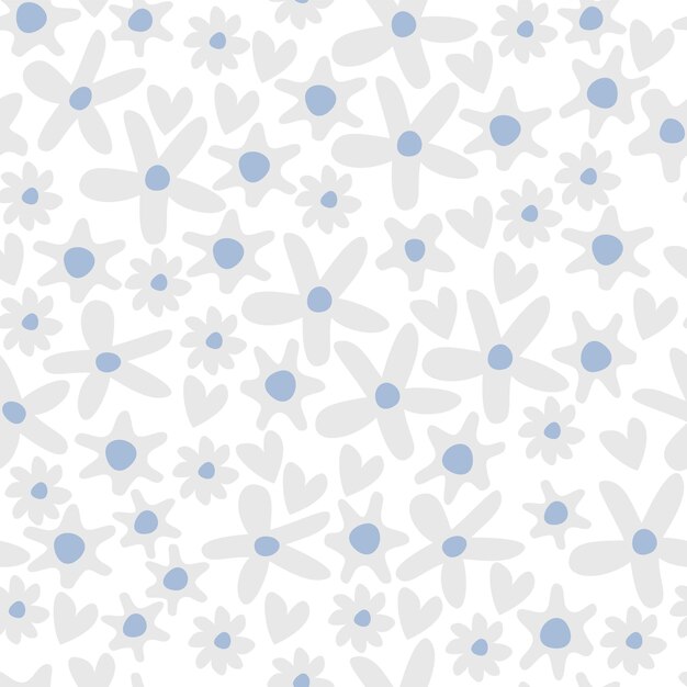 Delicate Floral Scatter Pattern in Soft Blue and Gray | Jiffy Designs