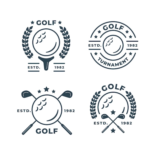 Vintage Golf Tournament Emblem Collection with Diverse Graphic Elements ...