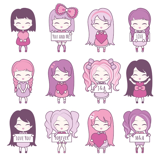 Charming Chibi Girls in Vibrant Pastel Tones | Jiffy Designs