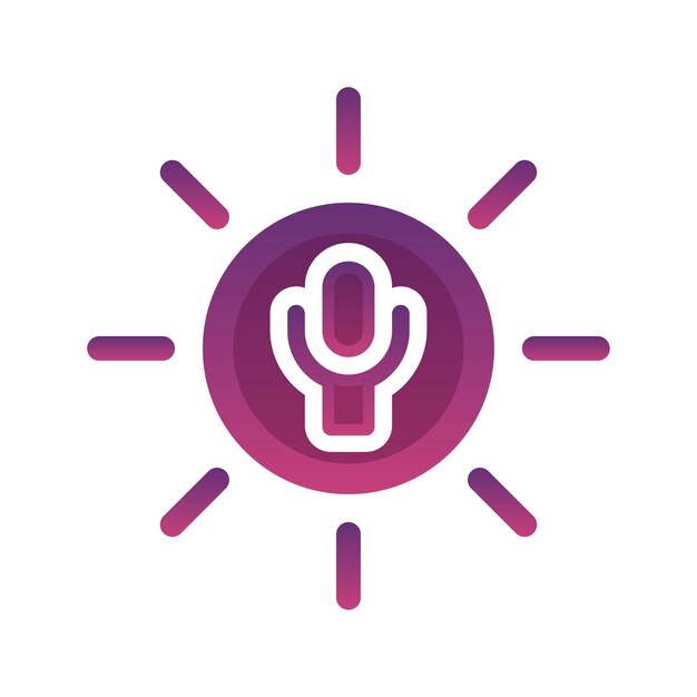 Vibrant Purple Cactus Icon Radiating Energy | Jiffy Designs