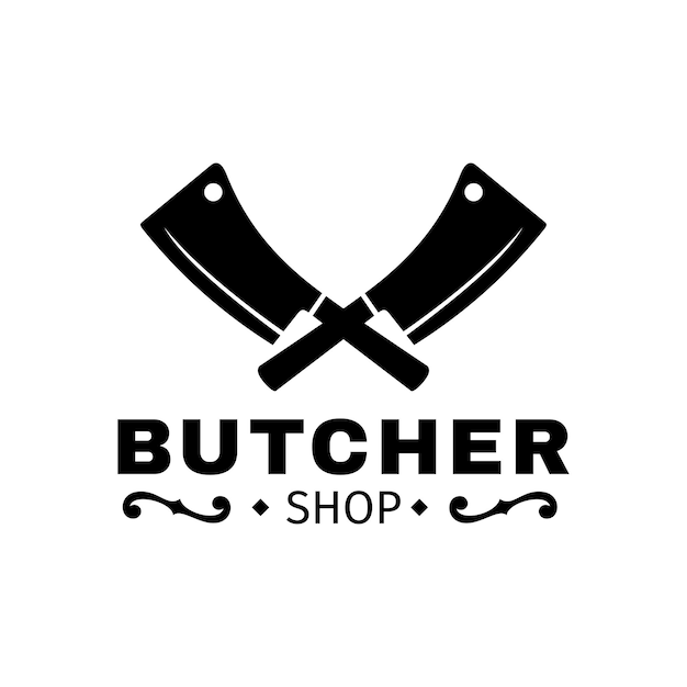 Crossed Meat Cleavers in Bold Butcher Shop Logo | Jiffy Designs