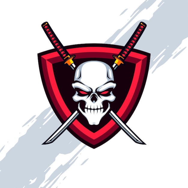 Skull Emblem with Crossed Samurai Swords | Jiffy Designs