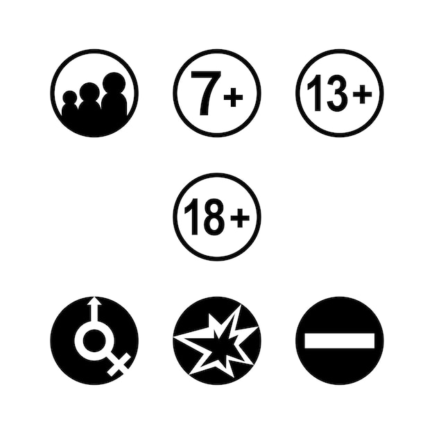 Age Rating Symbols for Mature Content Restrictions | Jiffy Designs
