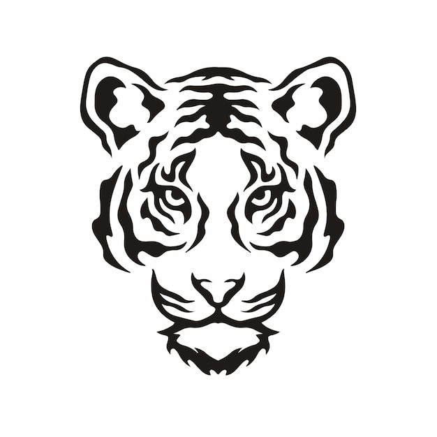 Striking Monochrome Tiger Face with Bold Graphic Design | Jiffy Designs