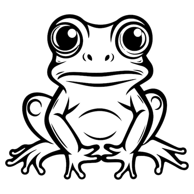 Charming Monochrome Frog with Expressive Eyes and Whimsical Pose ...