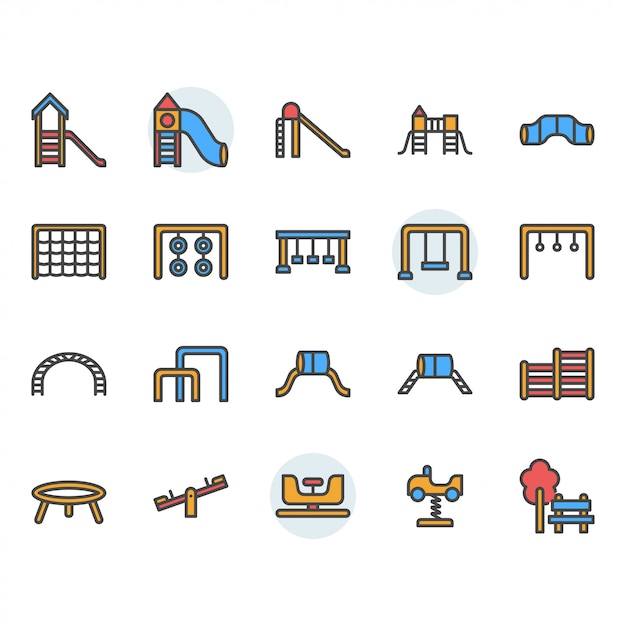 Vibrant Collection of Playful Playground Equipment Icons | Jiffy Designs